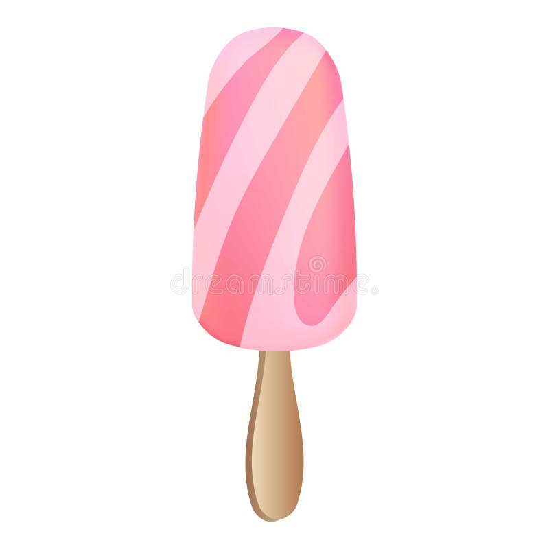 Pink Striped Popsicle Icon, Cartoon Style Stock Vector - Illustration ...