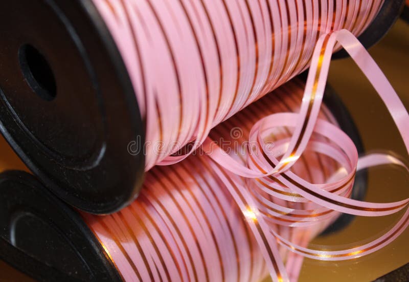 Pink Striped Ribbon for Your Present Stock Image - Image of wrapping ...