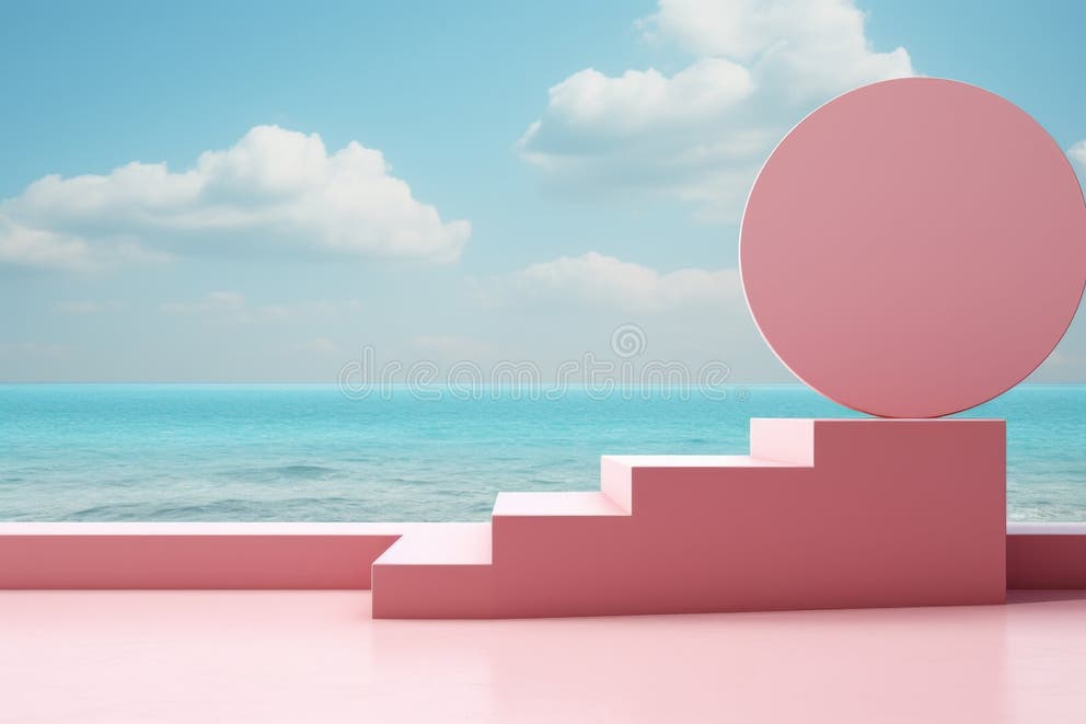 Pink Structure with Round Base and Pink Steps Stock Photo - Image of ...