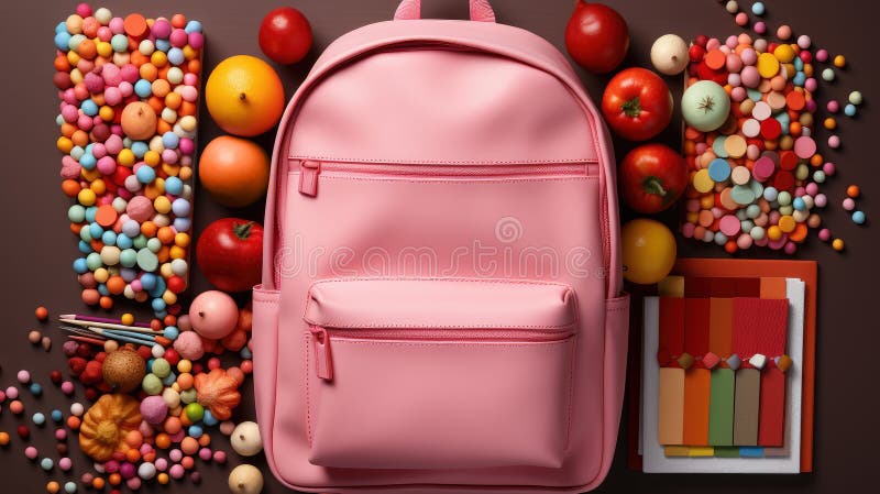 Pink Student Backpack, Back To School.Generative AI Stock Illustration ...
