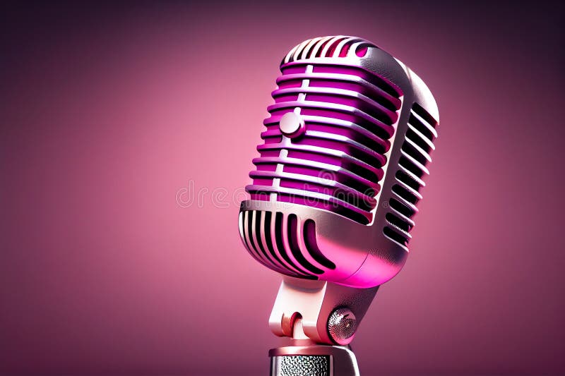 Pink Studio Microphone Closeup Illustration Generative AI Stock ...