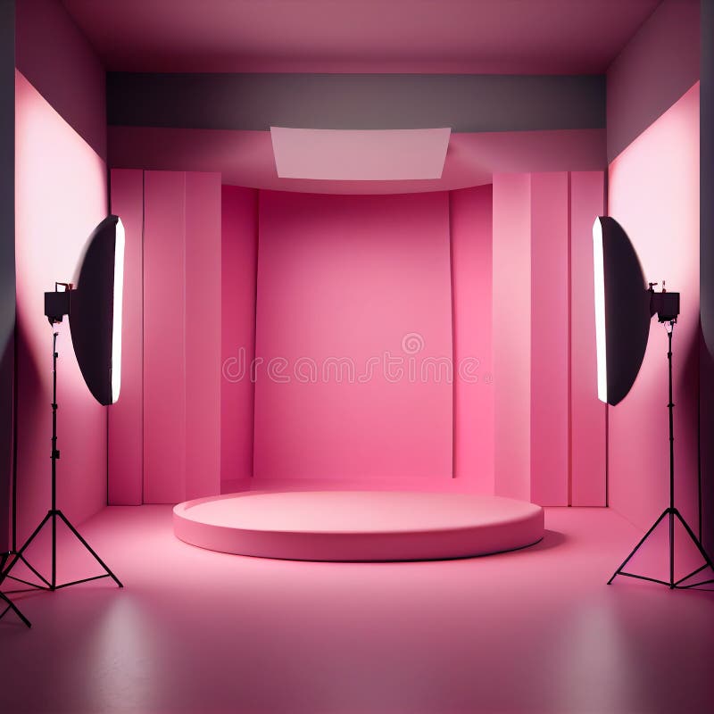 Pink Studio Room Background with Spotlight on. Illustrator Generative ...