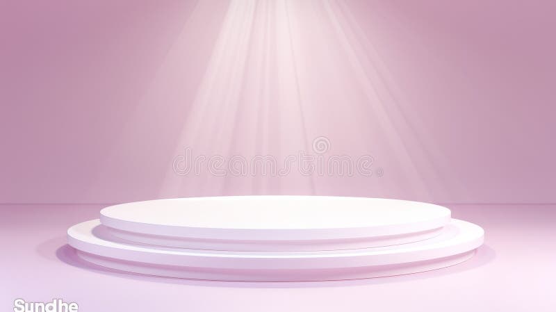 Pink Studio Stage Platform with Empty White Product Display Podium and ...
