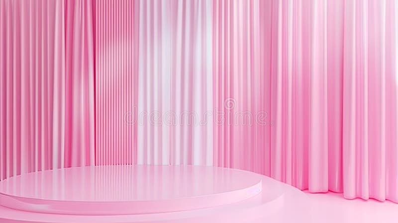 Pink Studio Stage Podium with Empty White Display, Abstract Scene on ...