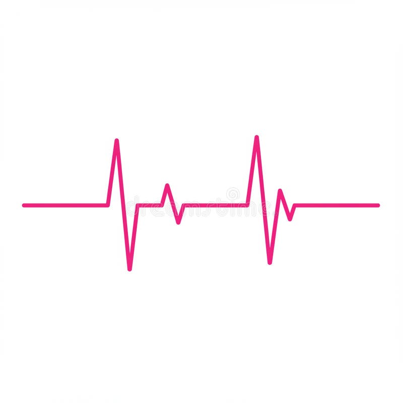 A Pink, Stylized Electrocardiogram (ECG) Line on a White Background ...