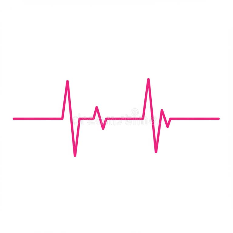 A Pink, Stylized Electrocardiogram (ECG) Line on a White Background ...