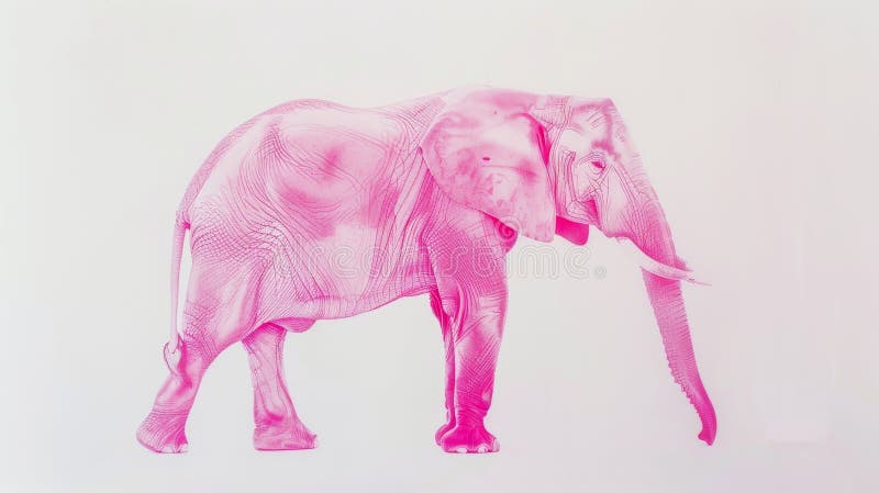 Pink Stylized Elephant Illustration on White Background Stock Image ...