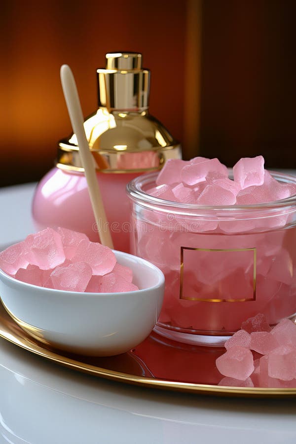 Pink Sugar Bowls for Relaxing Spa Experience Stock Photo - Image of ...