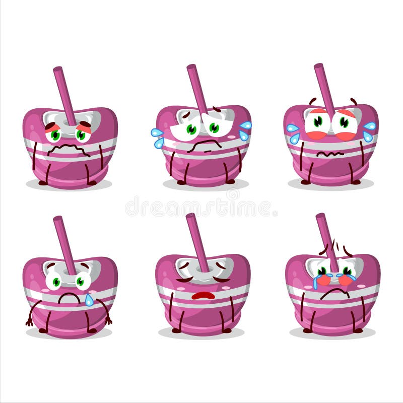 Pink Sugar Candy Cartoon Character with Sad Expression Stock Vector ...