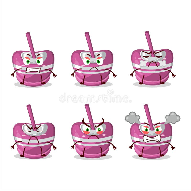 Pink Sugar Candy Cartoon Character with Various Angry Expressions Stock ...