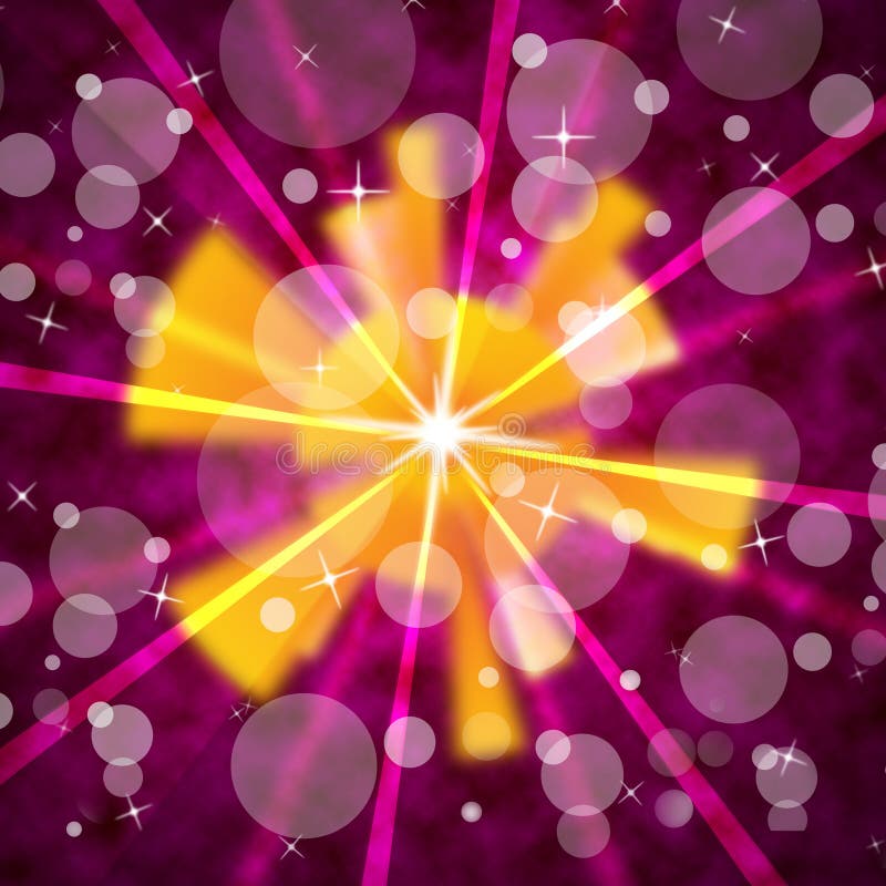 Pink Sun Background Shows Shining Rays and Bubbles Stock Illustration ...