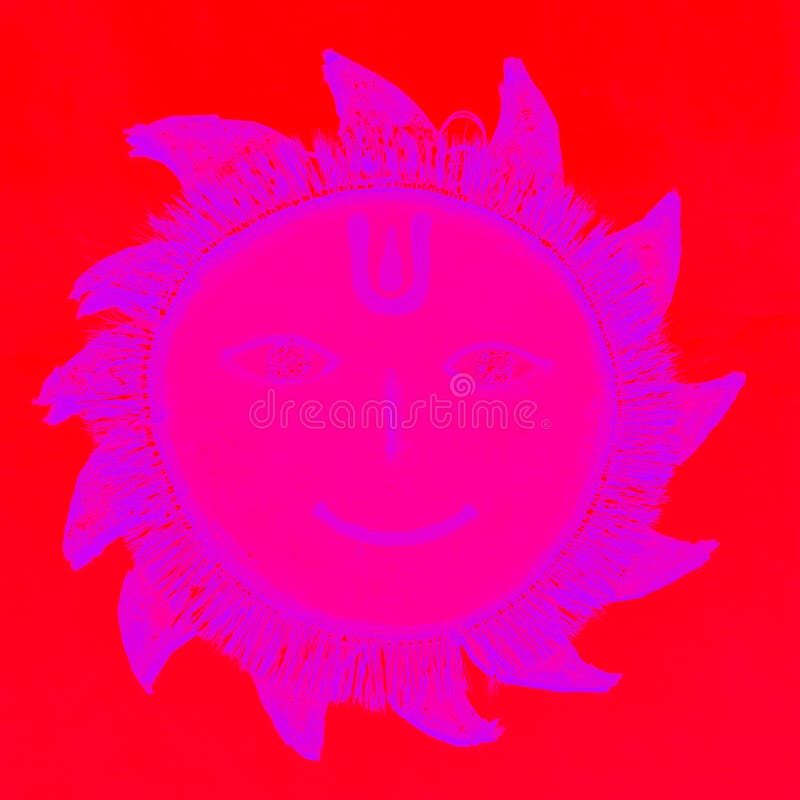 Pink Sun Sketch Isolated Blood Red Background Stock Photos - Free ...