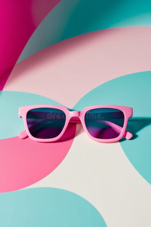 Pink Sunglasses on Turquoise and Pink Gradient Background. Stock Photo ...