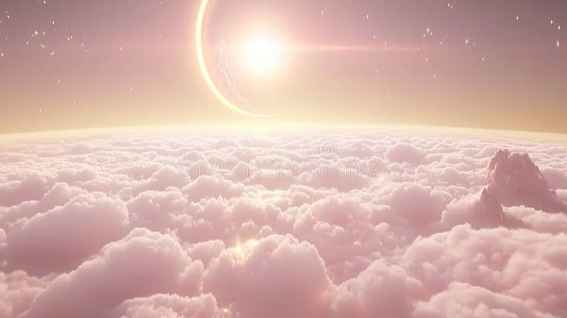 Pink Sunrise Eclipse Above Cloudscape, Mountains Stock Image - Image of ...