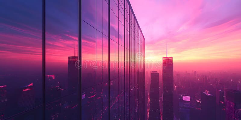 Pink Sunset Cityscape Wallpaper Stock Illustration - Illustration of ...