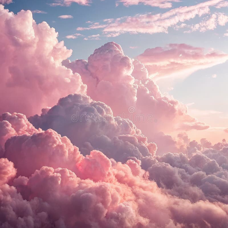 Pink Sunset Cloudscape Aerial View of Fluffy Cumulus Clouds, Cloudscape Photography, Pink Clouds ...
