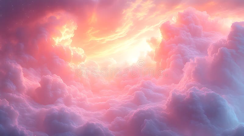 Pink Sunset Cloudscape, Heavenly Background, Dreamy, Digital Art ...