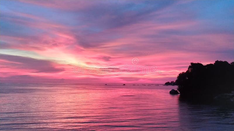 Pink Sunset on Kangean Island. Stock Image - Image of island, sunset ...