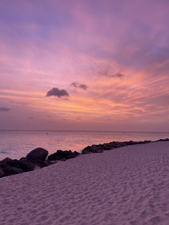 Pink sunset over ocean stock image. Image of ocean, bright - 353832303