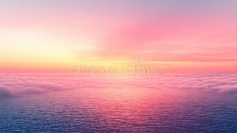 Pink Sunset Over Ocean with Clouds and Subtle Gradient Fade in High ...