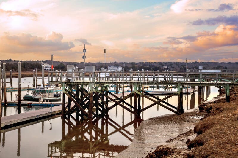 Sunset Over the Sesuit Harbor Marina on Cape Cod in East Dennis Stock ...