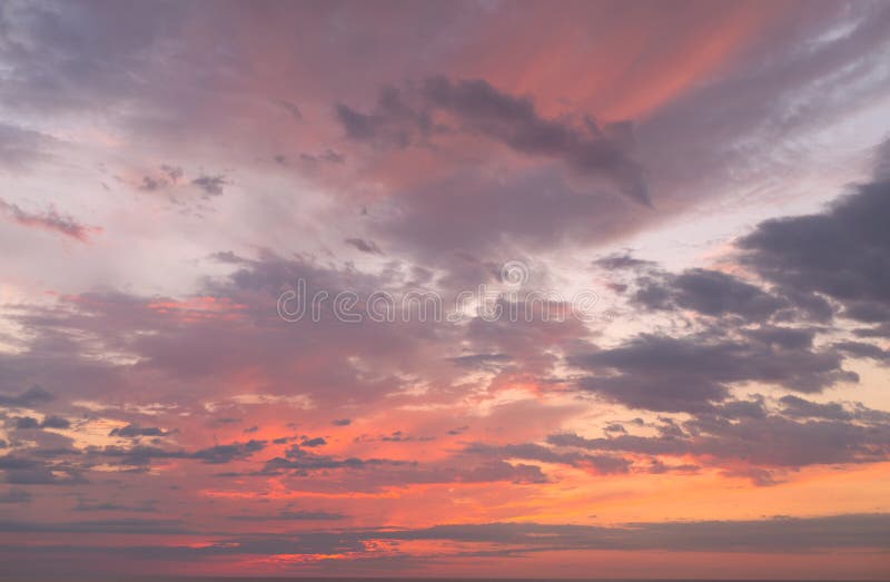 Pink Sunset Sky with Different Clouds. Stock Photo - Image of weather ...