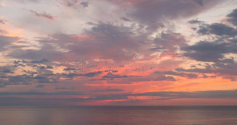 Pink Sunset Sky with Different Clouds. Stock Image - Image of marine, landscape: 265083193