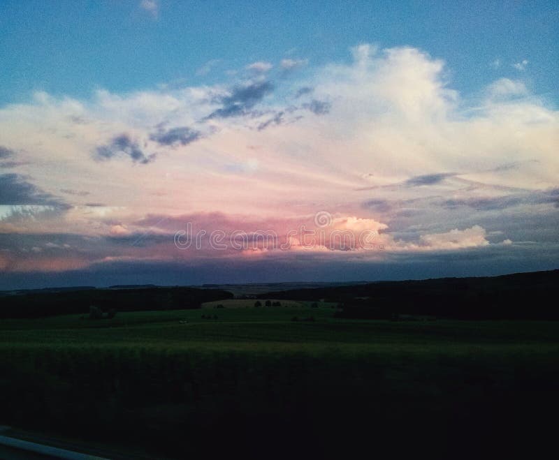 Pink Sunset and Sky, Lake, Water Reflections Stock Photo - Image of ...
