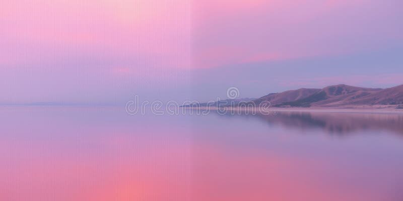 Pink Sunset Sky Over a Still Lake Stock Illustration - Illustration of ...