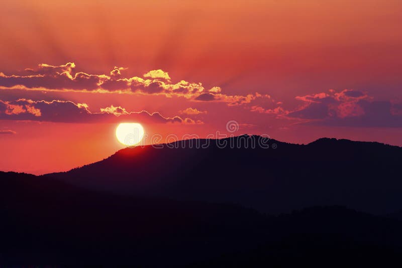 Pink Sunset in TN. stock photo. Image of mountian, capturing - 104082502