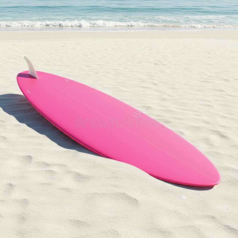 Pink Surfboard on Sandy Beach Stock Illustration - Illustration of sport, rider: 383943971