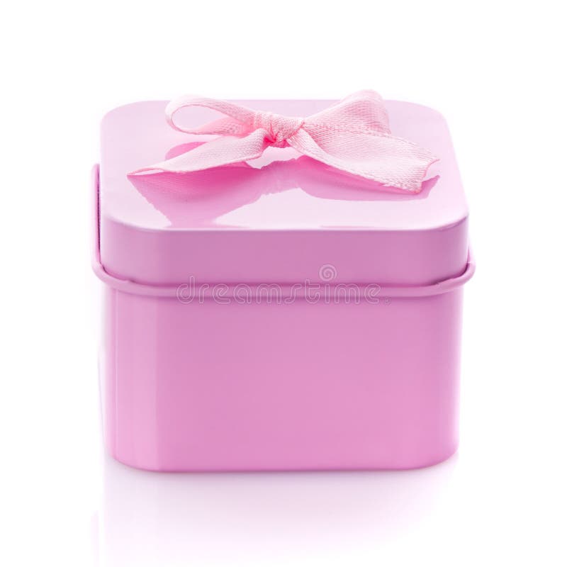 Pink Surprise Gift Box with Pink Ribbon Isolate Stock Photo - Image of ...