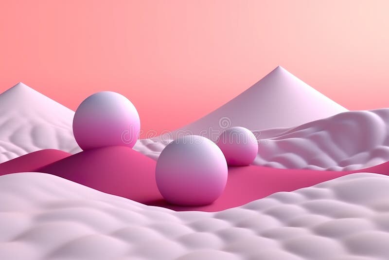 Pink Surreal Landscape with Mountains and Balls, Generative AI Image ...