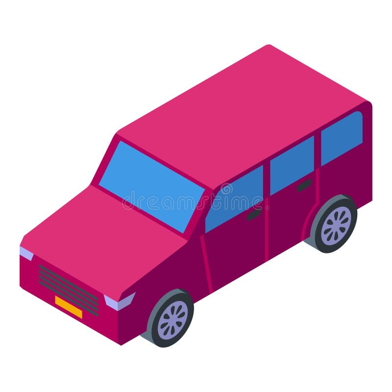 Pink Suv Car Parked in Diagonal View with Isometric Projection Stock ...