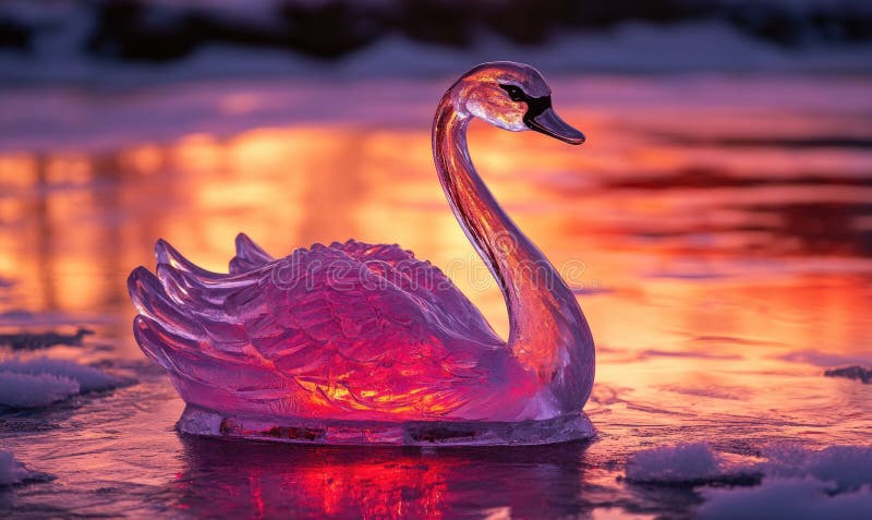 A Pink Swan is Floating on the Water Stock Image - Image of elegance ...
