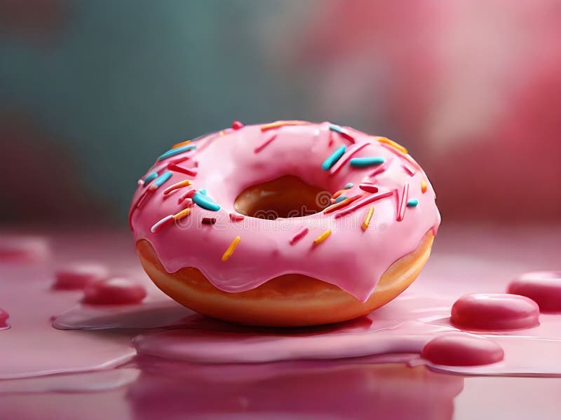A Pink sweet donut stock illustration. Illustration of baked - 307047856