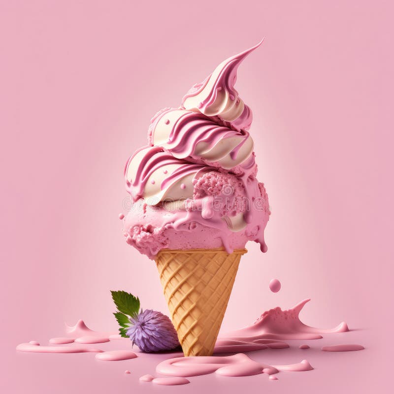 Pink Sweet Ice Cream. Illustration AI Generative Stock Illustration ...