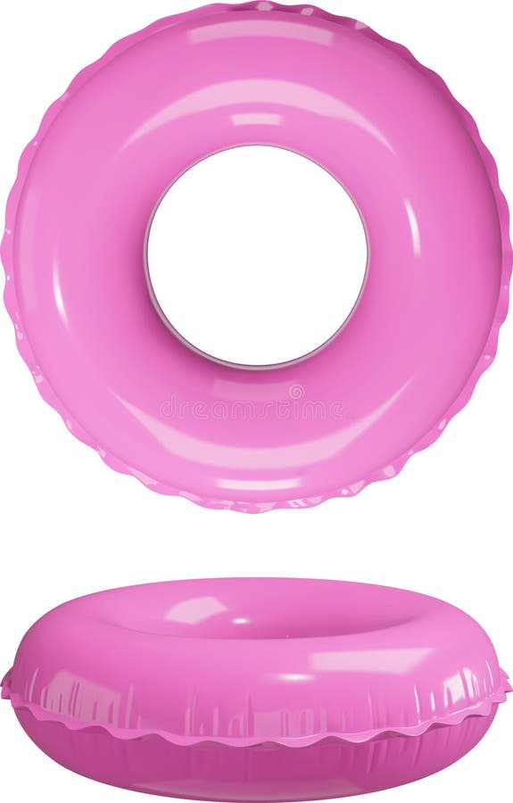 Pink Swimming Ring. Isolated 3d Inflatable Ring Top and Side View ...