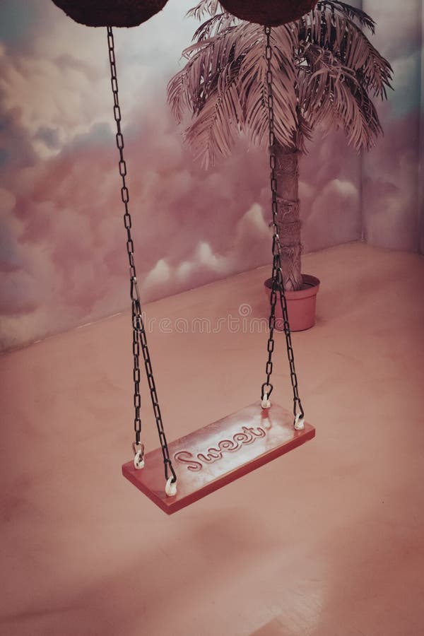 Pink Swing on an Interior Dreaming Decoration Stock Photo - Image of ...