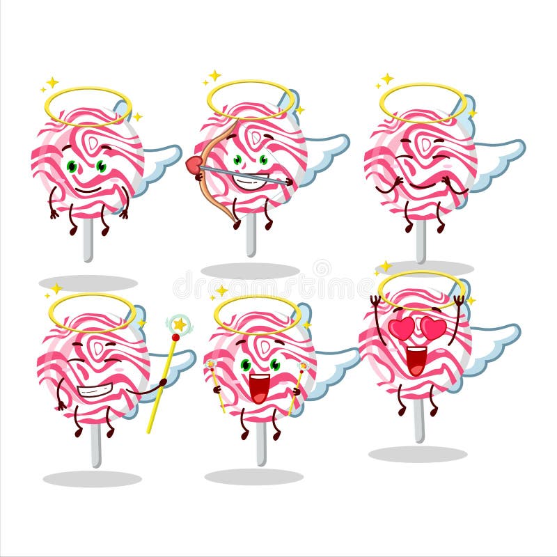Pink Swirl Candy Cartoon Designs As A Cute Angel Character Stock Vector