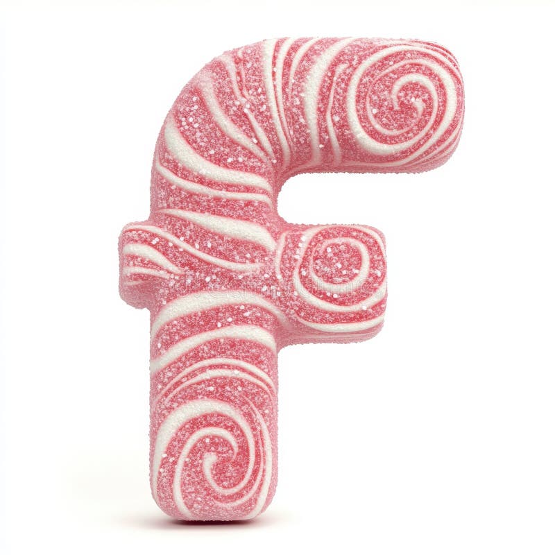 A Pink, Swirled Candy Letter F with a Sparkling Finish Stock ...