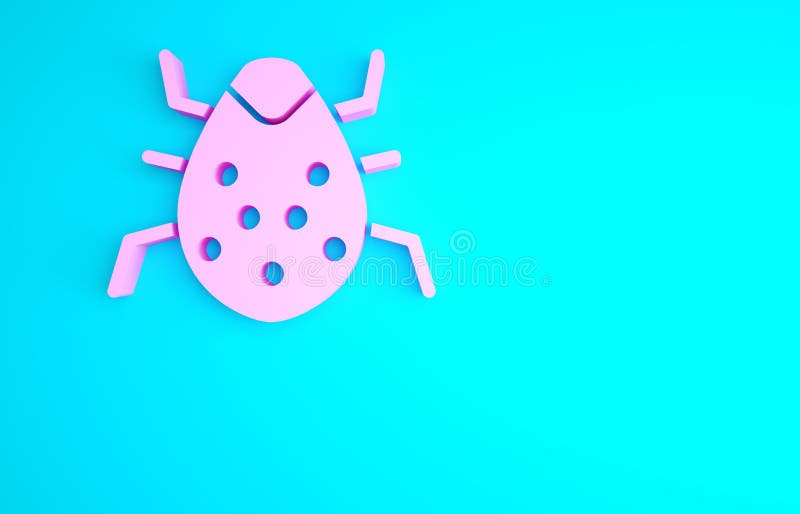 Pink System Bug Concept Icon Isolated on Blue Background. Code Bug ...