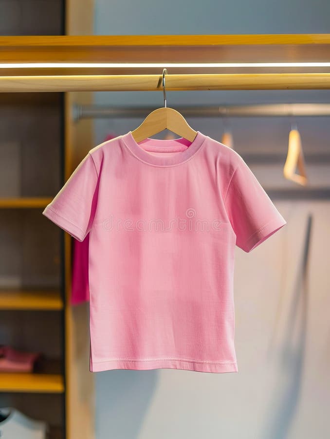 A Pink T - Shirt Hanging on a Clothes Rack Stock Image - Image of ...