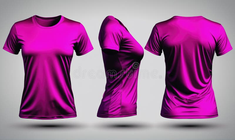 A Pink T-shirt is Shown from the Front, Side, and Back.: a Pink T-shirt ...