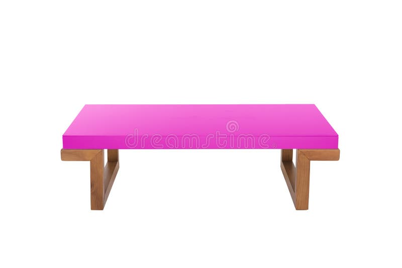 Pink Wooden Modern Table on White Background. Stock Image - Image of ...