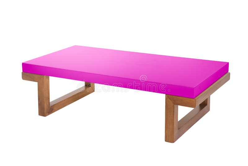 Pink Wooden Modern Table on White Background. Stock Image - Image of ...