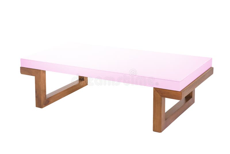 Pink Wooden Modern Table on White Background. Stock Image - Image of ...