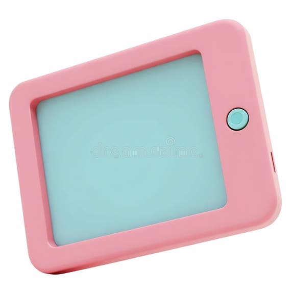 Pink Tablet Mockup with Teal Screen for App Design Stock Illustration ...