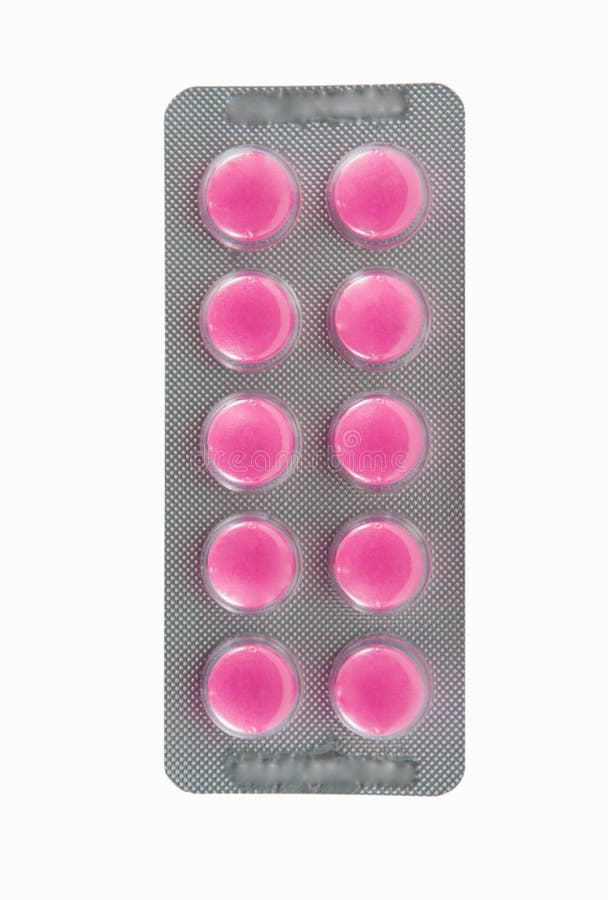 Pink and White Capsule in Blister Pack Stock Photo - Image of medical ...