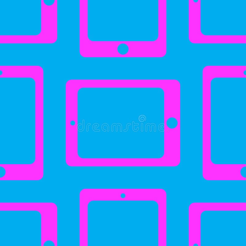 Pink Tablet PC on a Blue Background. Seamless Pattern Stock Vector ...